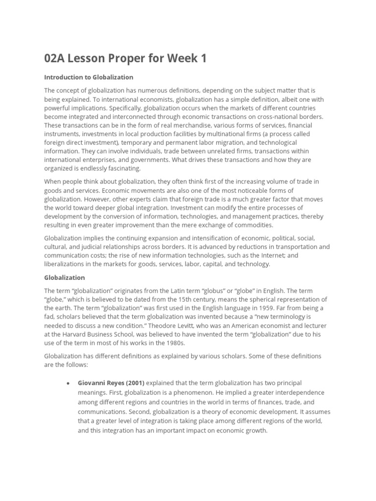 GE3 Lesson Proper For Week 1 To 5 | PDF | Bretton Woods System | World Systems Theory