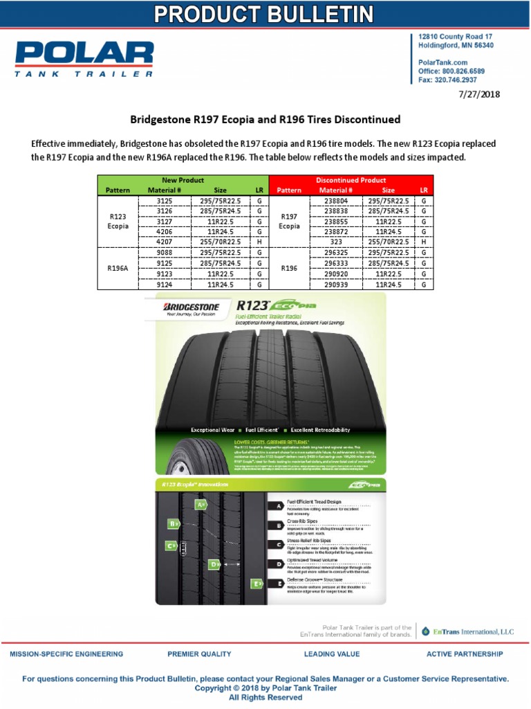 7-27-2018 Bridgestone R197 Ecopia and R196 Discontinued - Polar | PDF ...