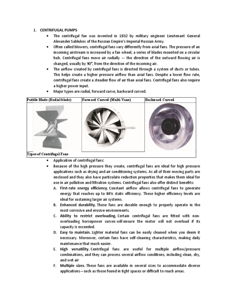 Paddle Blade (Radial Blade) Forward Curved (Multi-Vane) Backward Curved ...