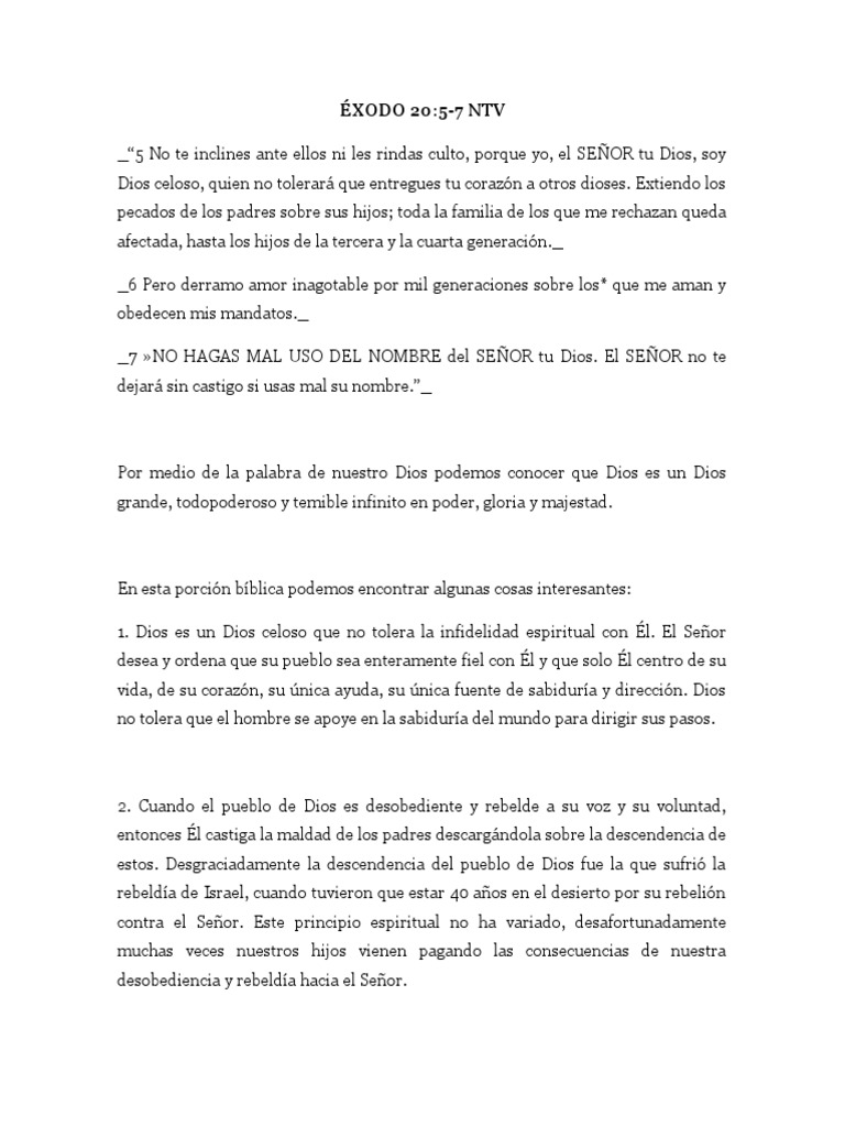 Éxodo 20,5-7 | PDF | Dios | Mal