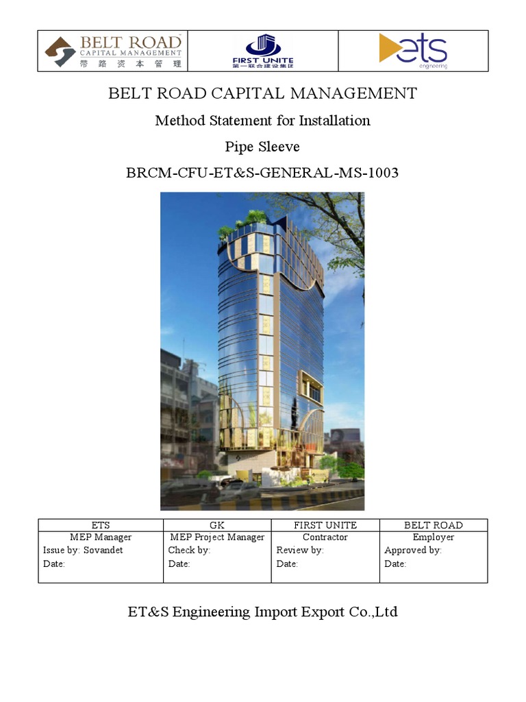 Belt Road Capital Management: Method Statement For Installation Pipe ...