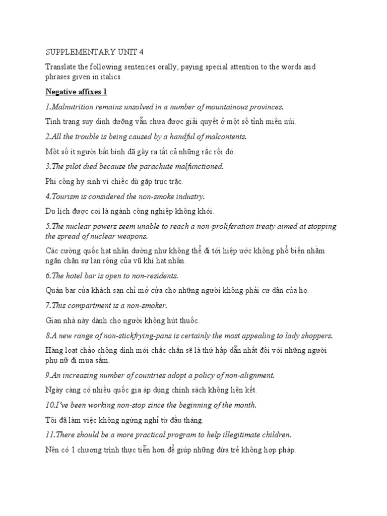 Supplementary Unit 4 | PDF