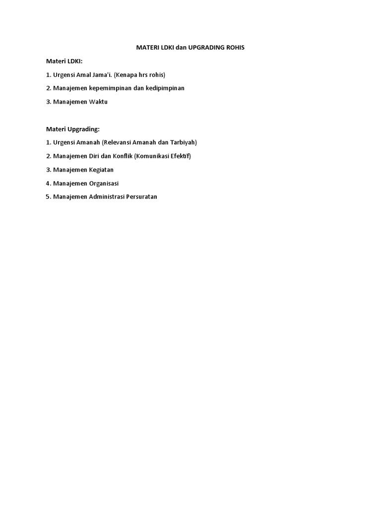 Materi Ldki Dan Upgrading | PDF | Karier & Perkembangan | Sains & Matematika