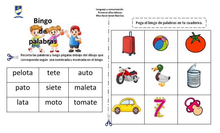 Bingo de Palabras con T para Preescolar | PDF
