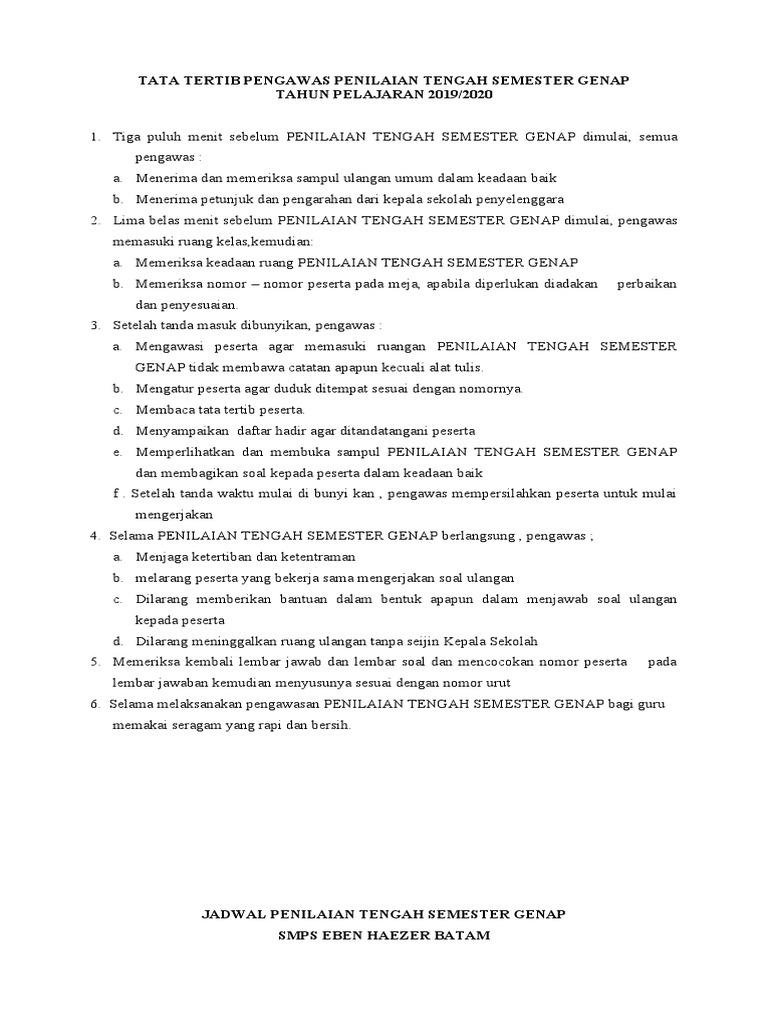 Tata Tertib Pengawas PTS | PDF