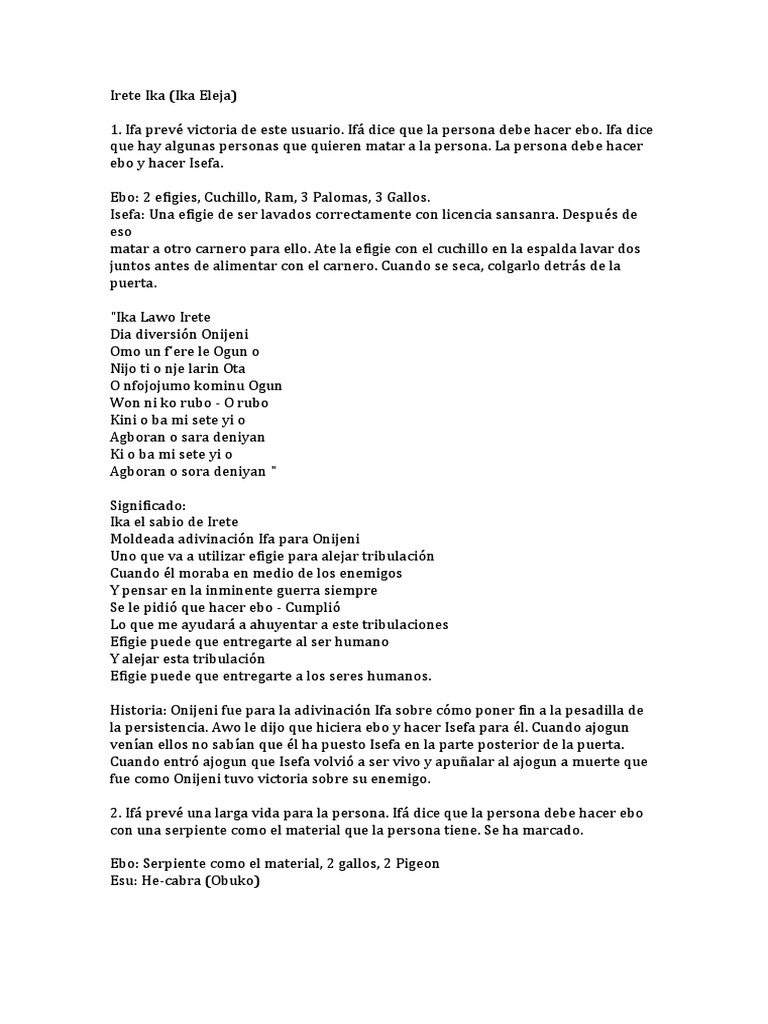 14 IKA IRETE 4 INGLES Ogbe Ate | PDF | Santeria