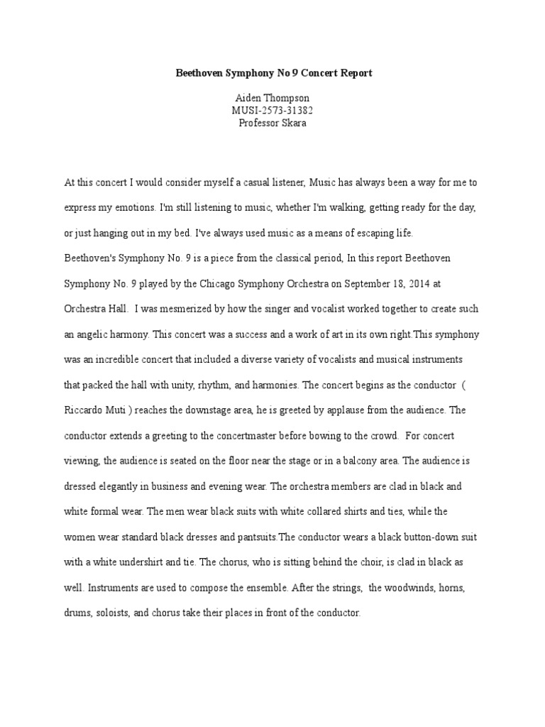 Concert Report | PDF | Orchestras | Symphony No. 9 (Beethoven)