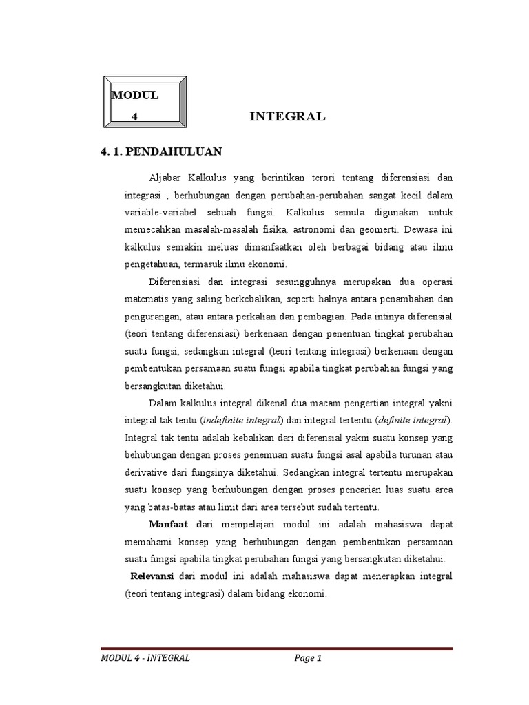 Modul 4. Integral | PDF | Metode & Bahan Ajar