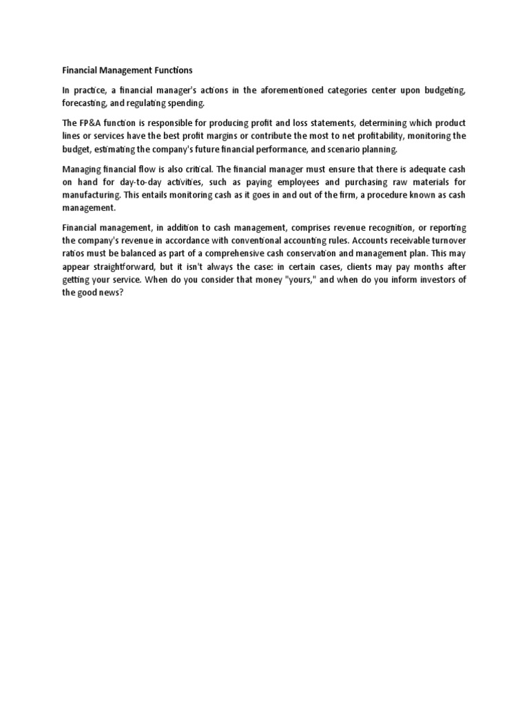 Financial Management Functions | PDF