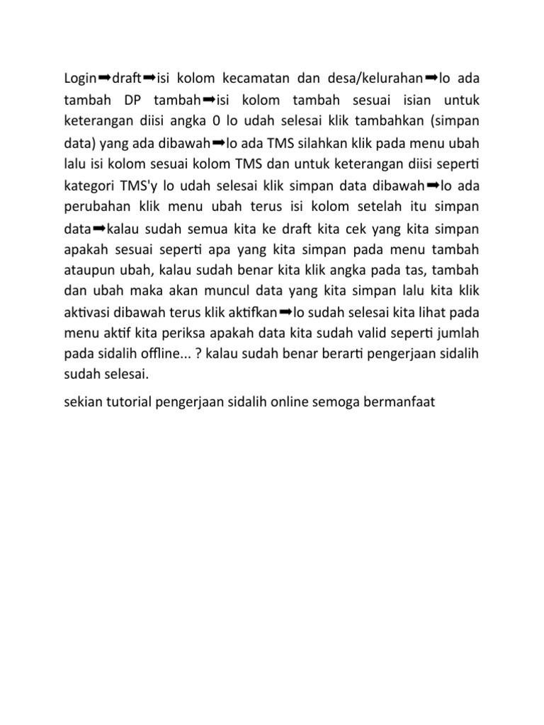 Tutorial Sidalih Online Lengkap | PDF