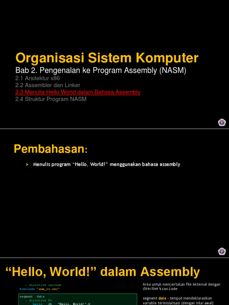 2 3-Menulis Hello World Dalam Bahasa Assembly | PDF