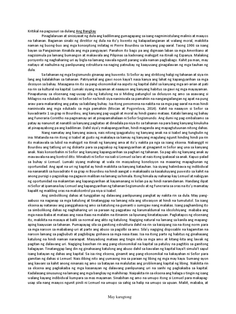 Kritikal Na Papel Pagsusuri NG Dula | PDF