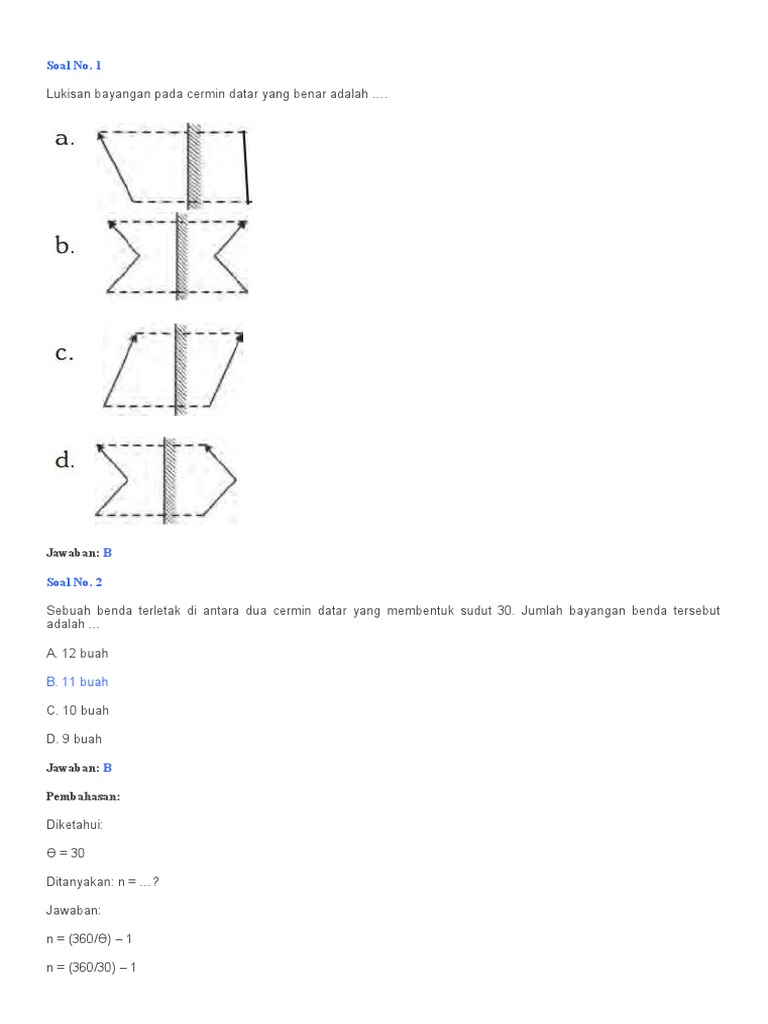 Soal Latihan Optik Kelas 8 Dan Jawaban | PDF | Griya & Taman | Seni