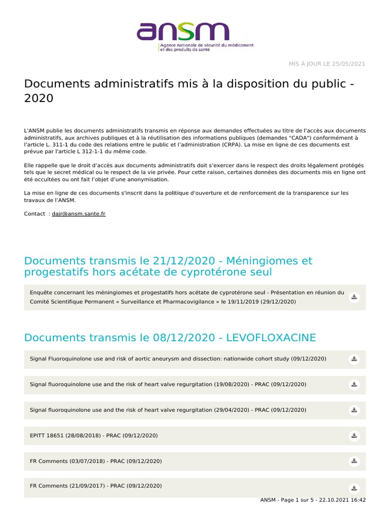 Documents Administratifs Mis A La Disposition Du Public 2020 | PDF | Médicament générique ...