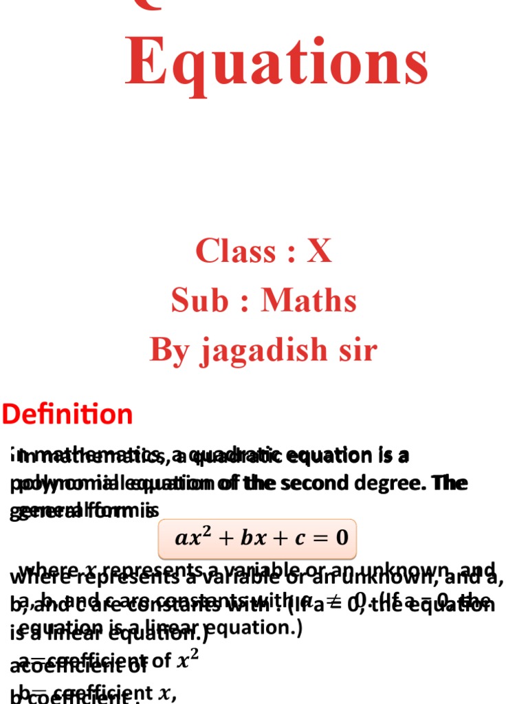 Introduction to Quadratic Equations | PDF | Equations | Quadratic Equation