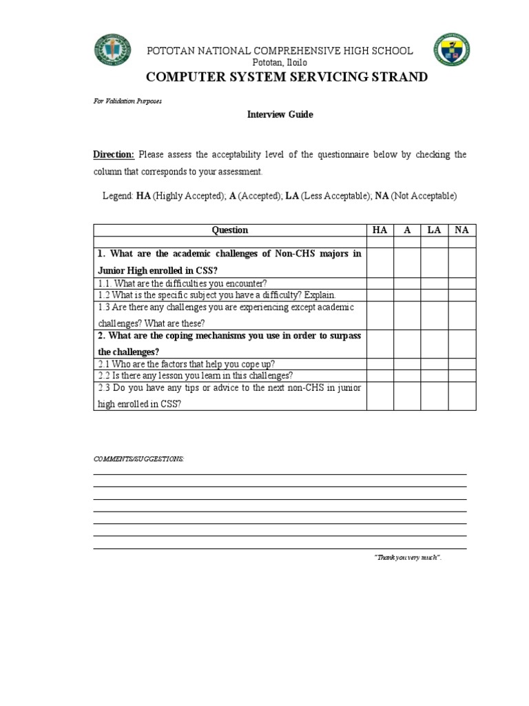 For Validation Purposes Interview Guide | PDF