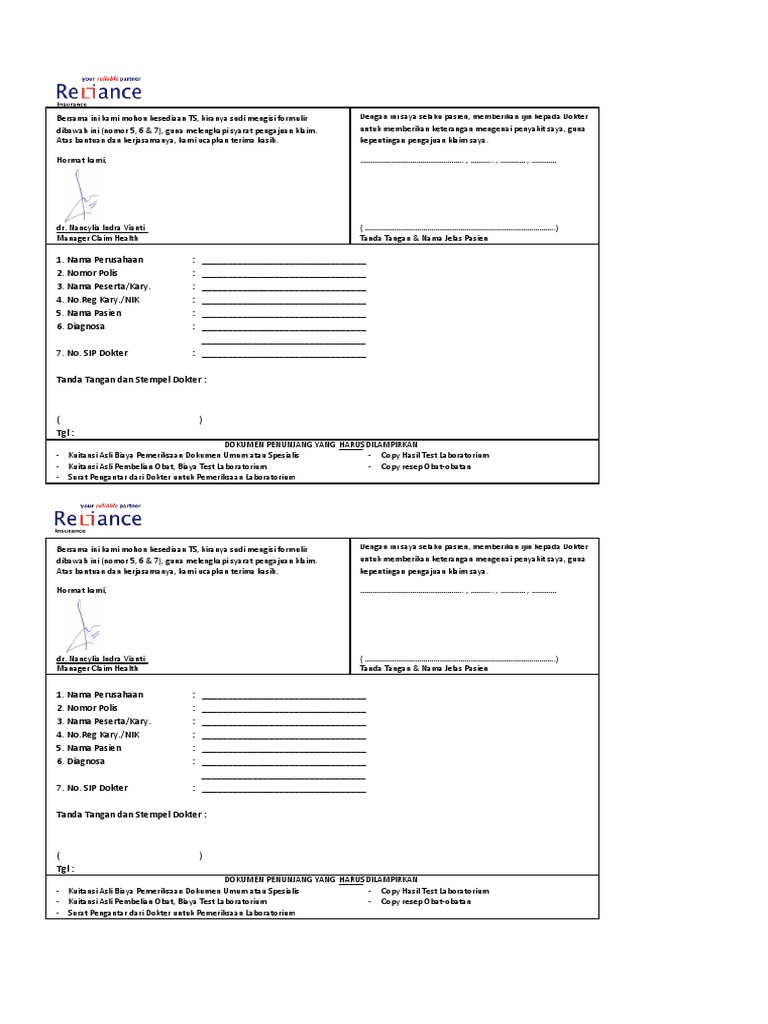 Form Klaim Rawat Jalan | PDF