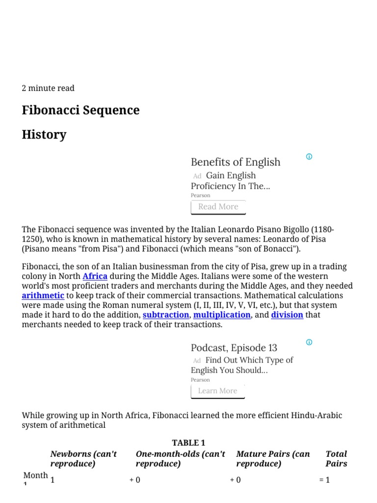 Fibonacci Sequence - History - Month, Rabbits, Pairs, and System ...