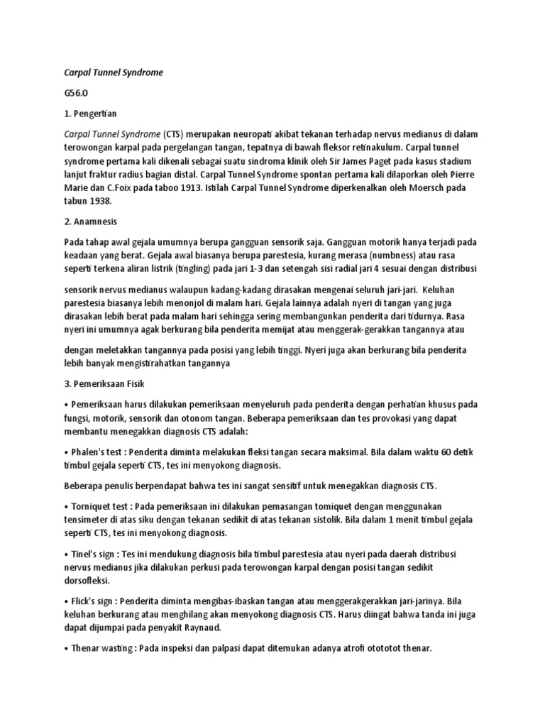Carpal Tunnel Syndrome Cts Merupakan Neuropati Akibat Tekanan