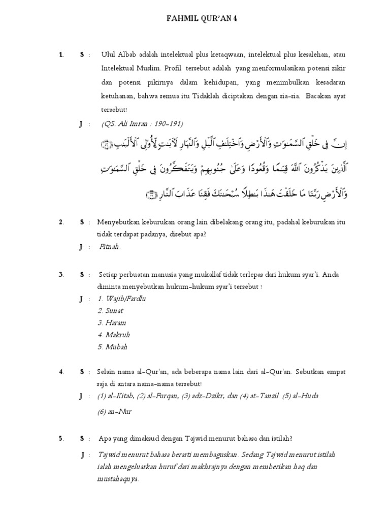 Bank Soal Fahmil 5 | PDF | Agama & Spiritualitas