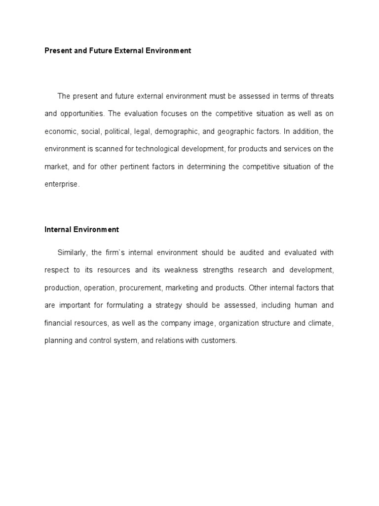 Present and Future External Environment | PDF
