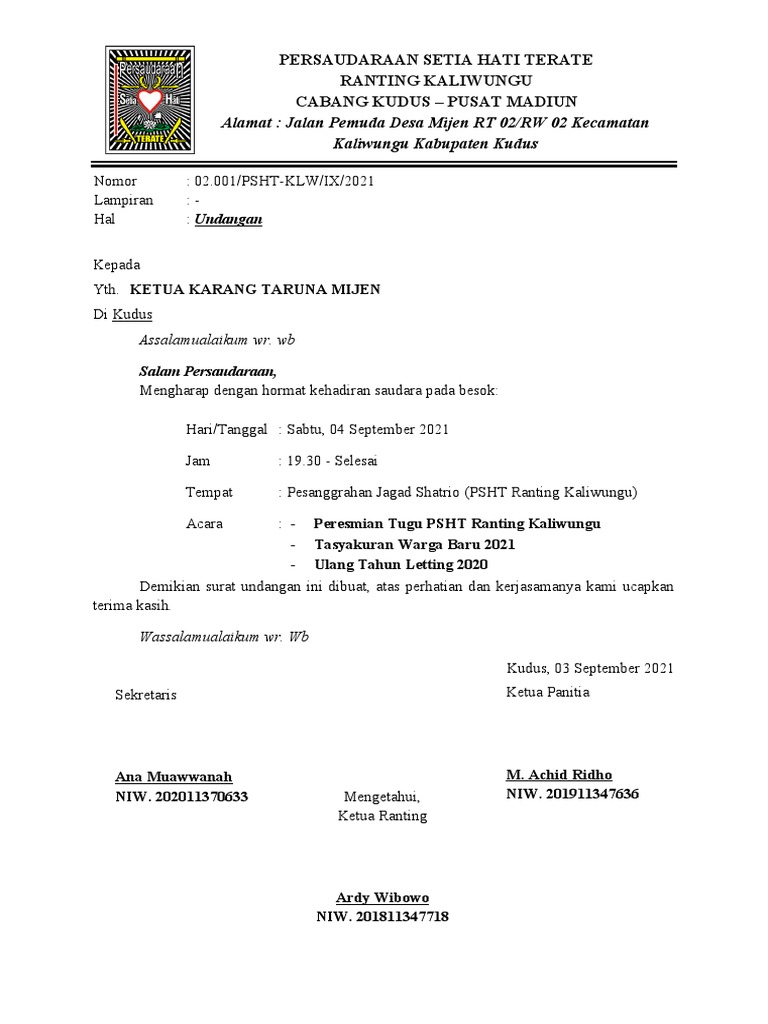 Contoh Surat Undangan Pejabat | PDF