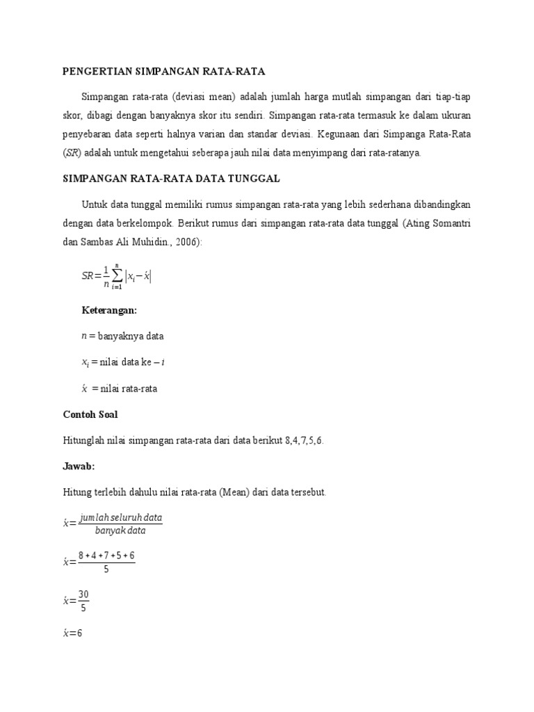 Simpangan Rata-Rata Data Tunggal | PDF