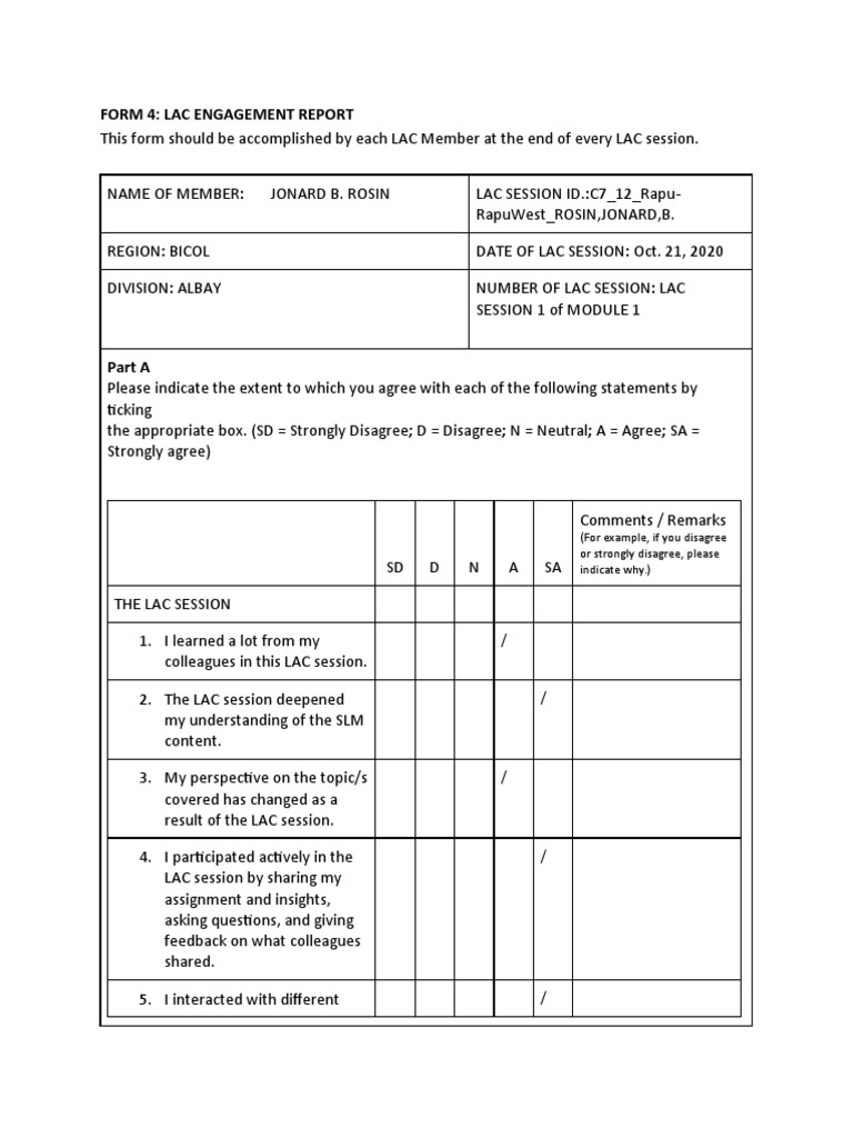 LAC Engagement Report Module 1 | PDF | Learning | Neuropsychological ...