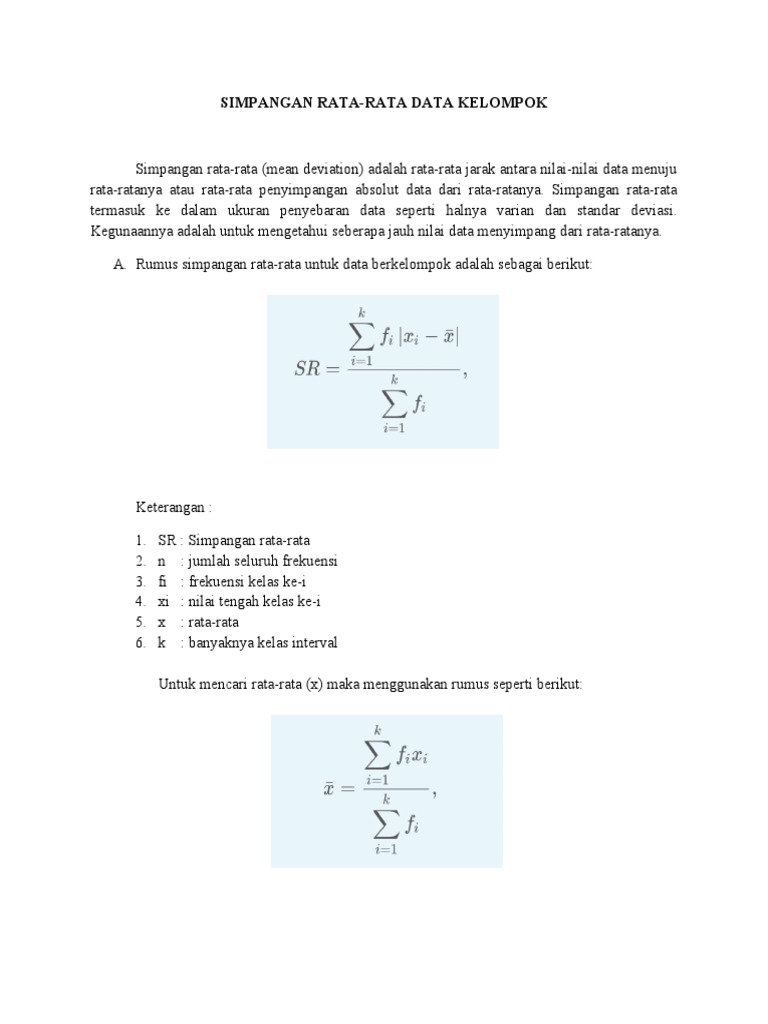 Simpangan Rata-Rata Data Kelompok | PDF