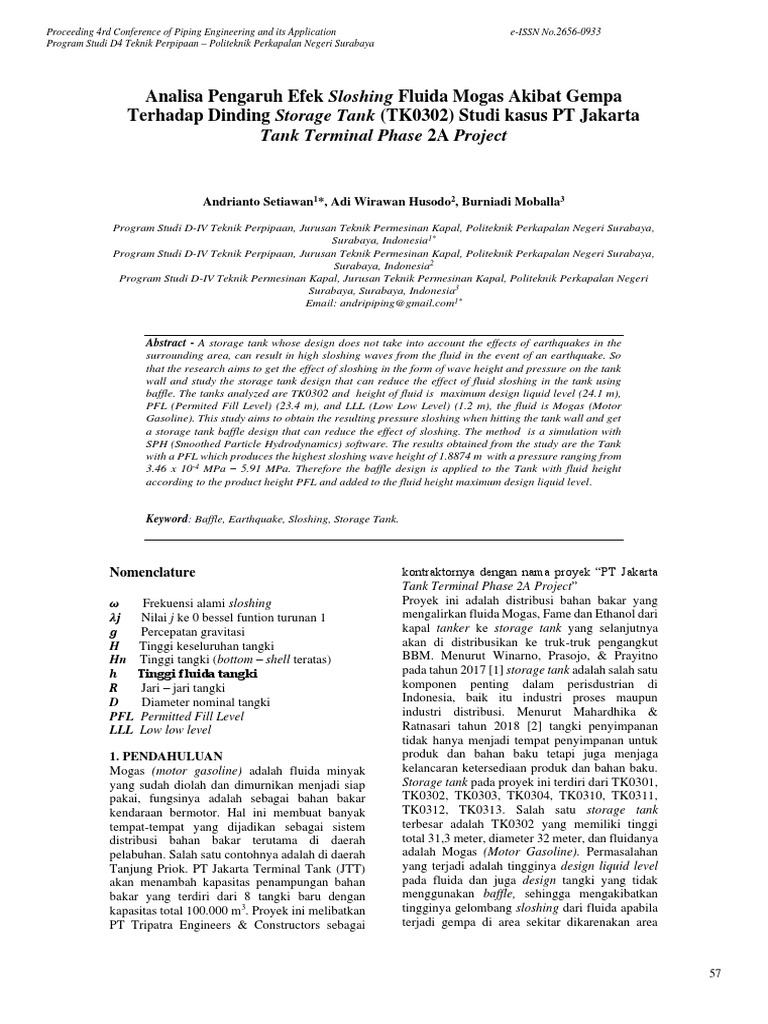 Sloshing Effects on Storage Tank TK0302 | PDF | Chemical Engineering ...