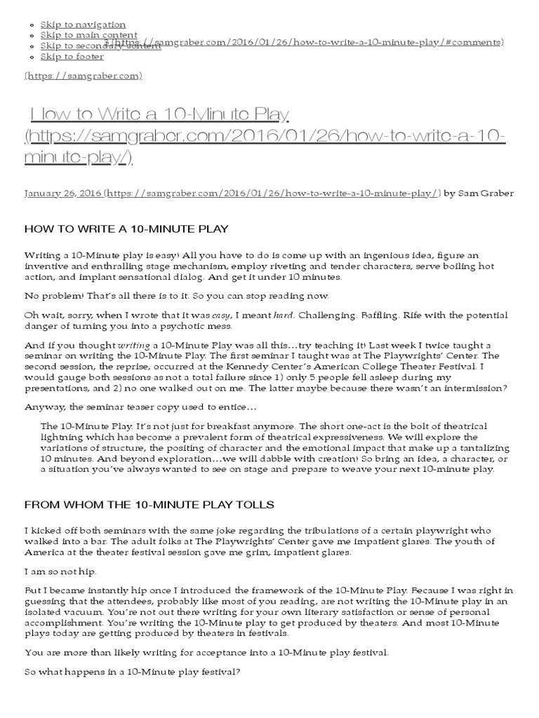 How To Write A 10-Minute Play - Sam Graber | PDF | Home & Garden | Art