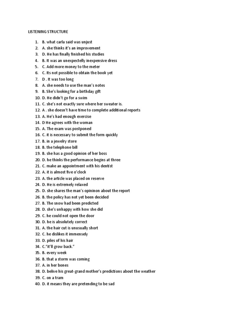 Listening Comprehension Answers | PDF