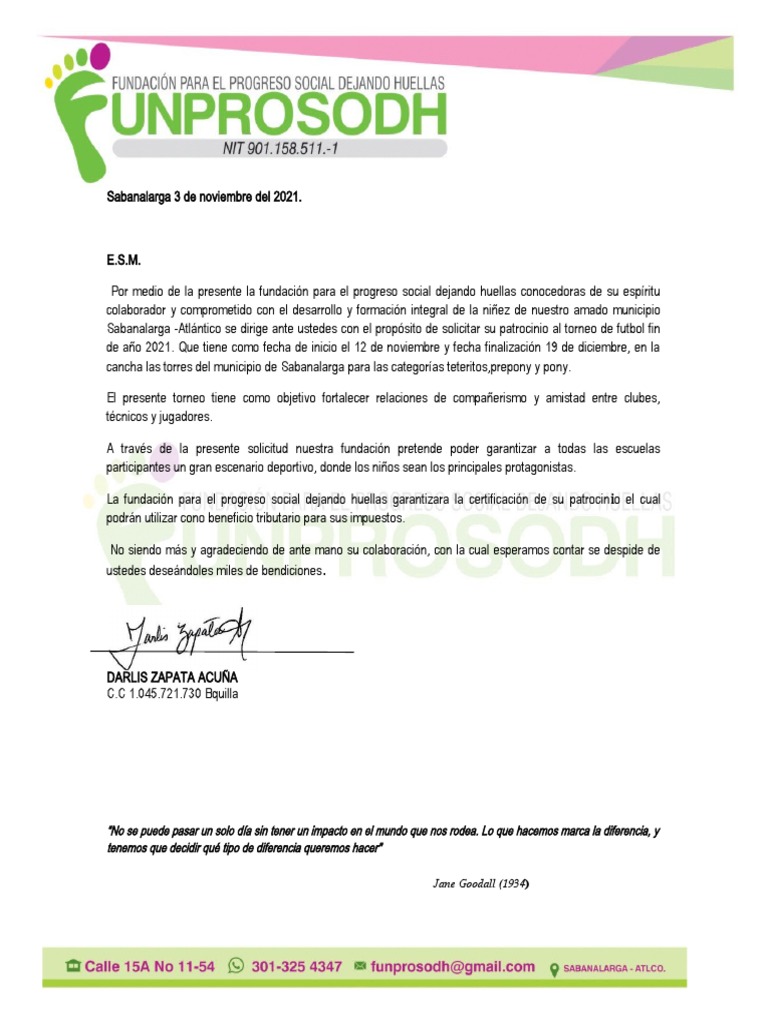 Carta de Solicitud de Patrocinio | PDF