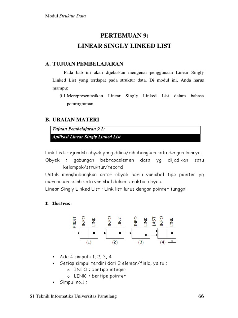Aplikasi Linear Singly Linked List | PDF