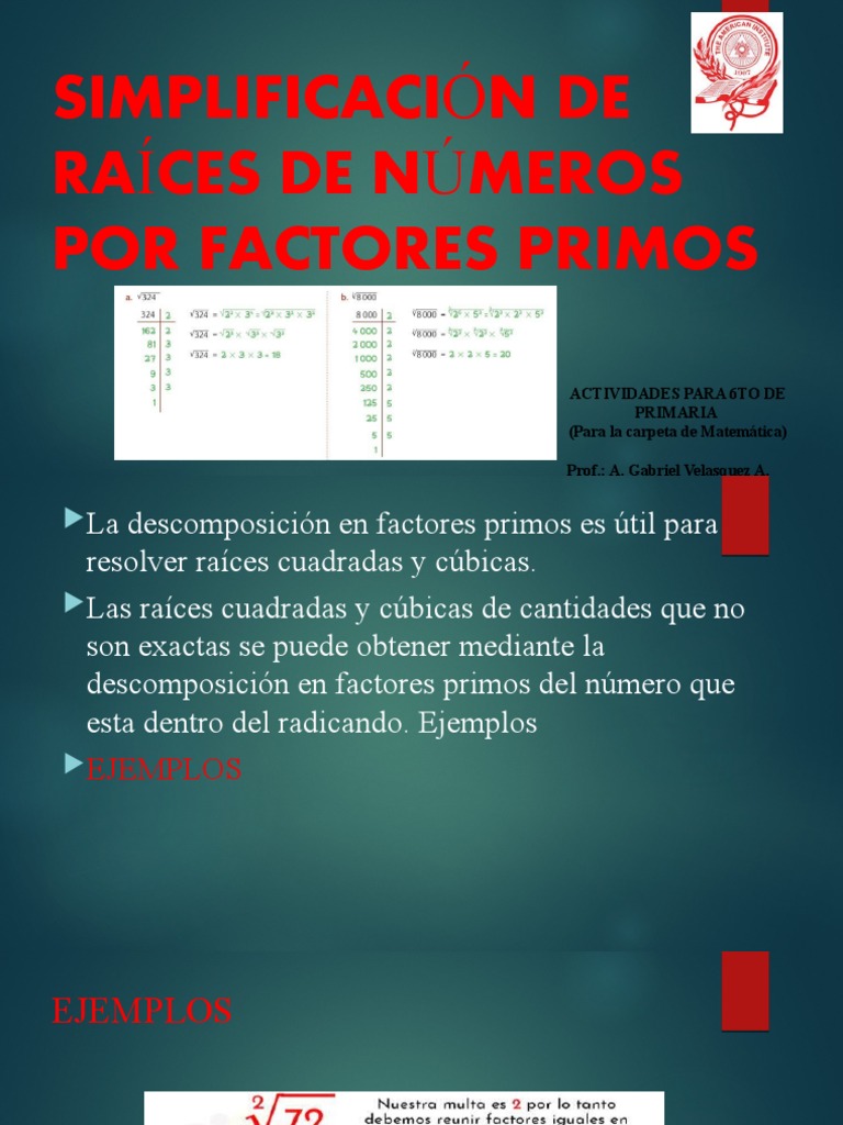Simplificacion de Raices de Numeros Por Factores Primos | PDF | Métodos ...