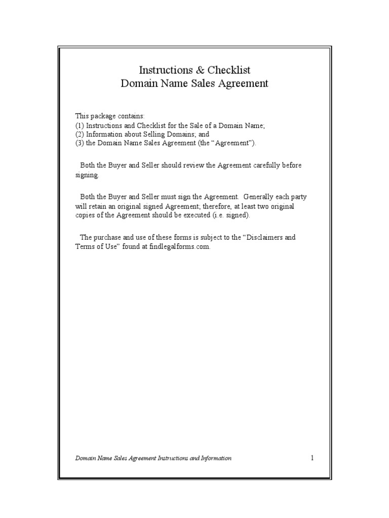 Domain Name Sales Agreement Template | PDF | Sales | Payments