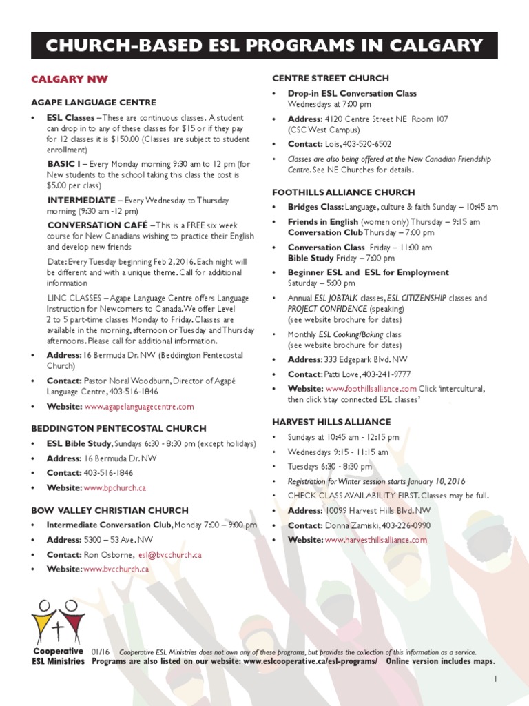 Ceslm Esl Programs Jan 2016 | PDF | English As A Second Or Foreign ...