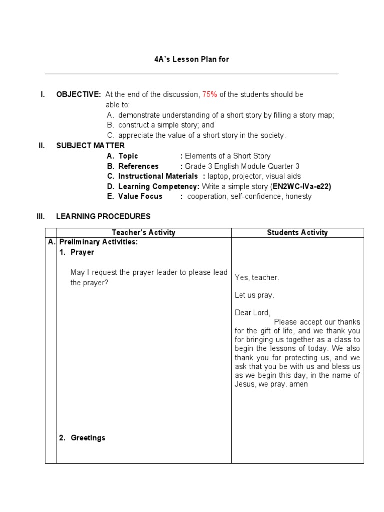 Elements of a Short Story Lesson Plan | PDF | Plot (Narrative) | Narration