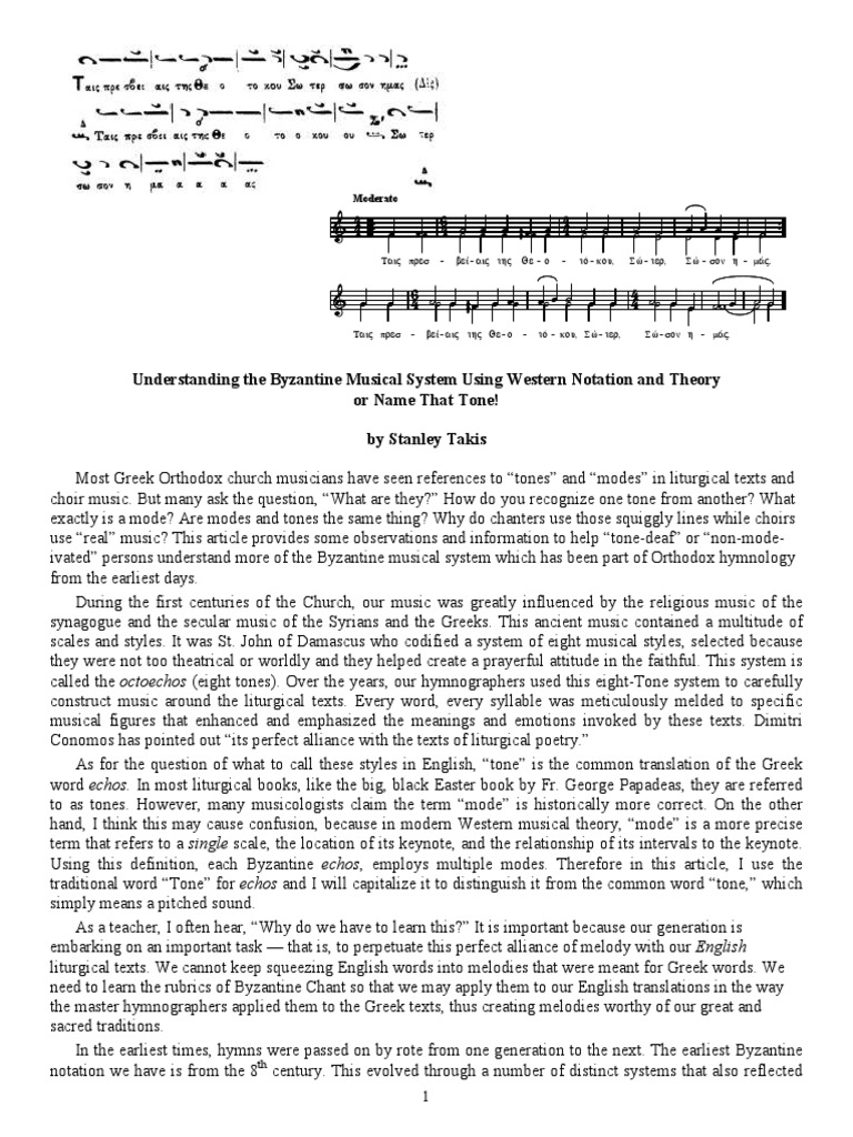 Byzantine Tones and Musical Scales | PDF | Mode (Music) | Scale (Music)
