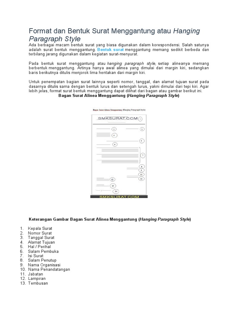 Format Dan Bentuk Surat Menggantung Atau | PDF