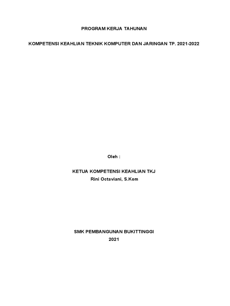 Program Kerja TKJ 2020-2021 | PDF