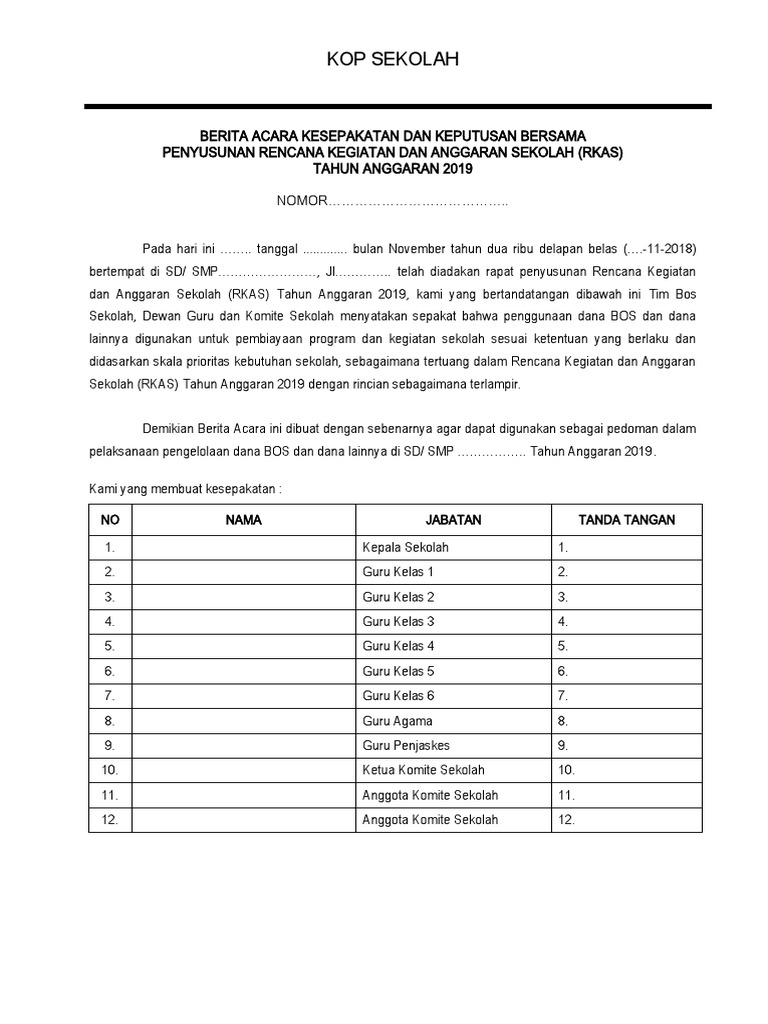 Contoh Berita Acara Rapat Penyusunan Rkas | PDF