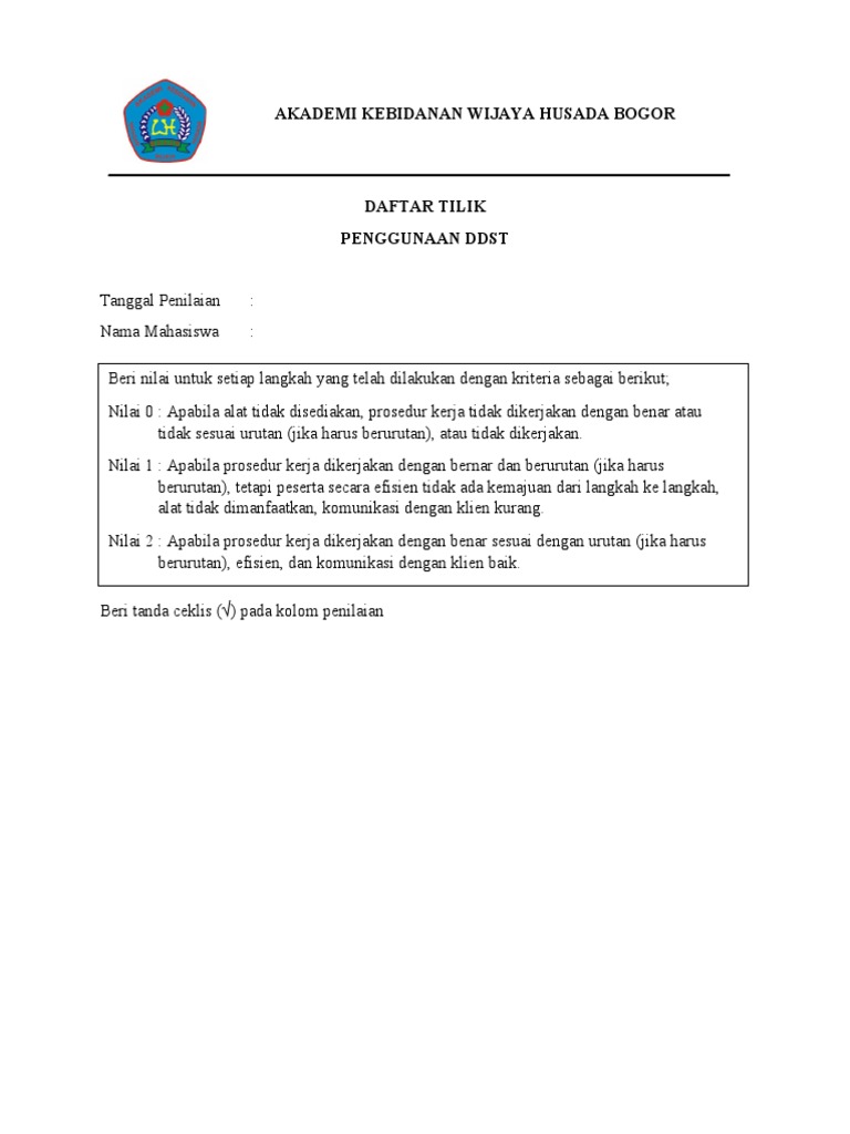 Daftar Tilik DDST, KPSP | PDF
