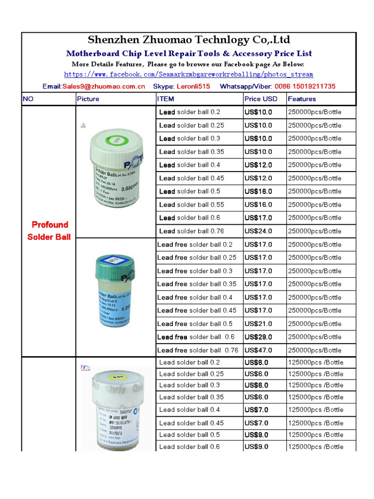 Motherboard Chip Level Repair Tools List - From Leron | PDF | Computer ...