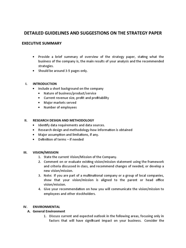 Strategic Paper Guide Parts | PDF | Strategic Management | Strategic ...