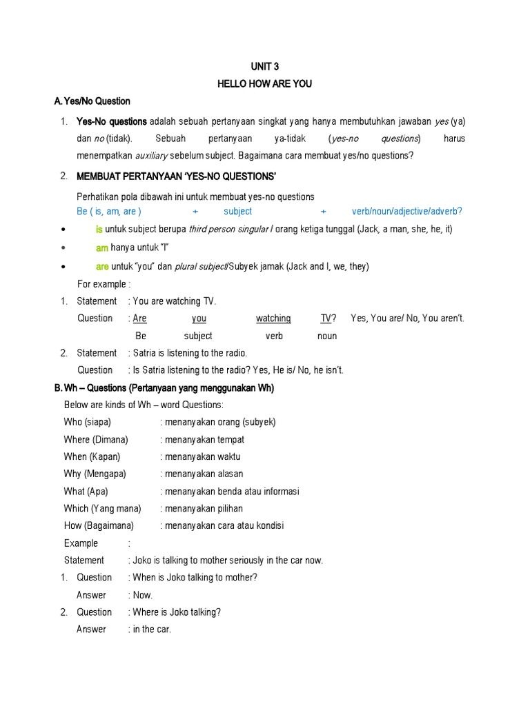 Yes-No and Wh-Questions Guide | PDF | Verb | Language Arts & Discipline