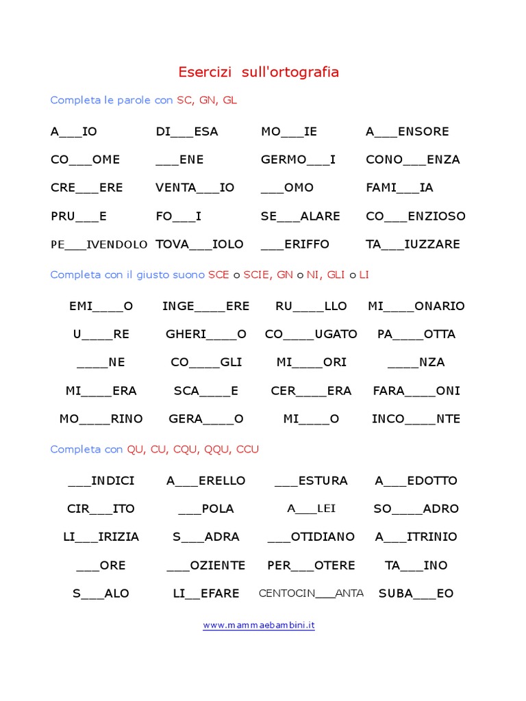 Esercizi Ortografia 01 Foglio1 | PDF