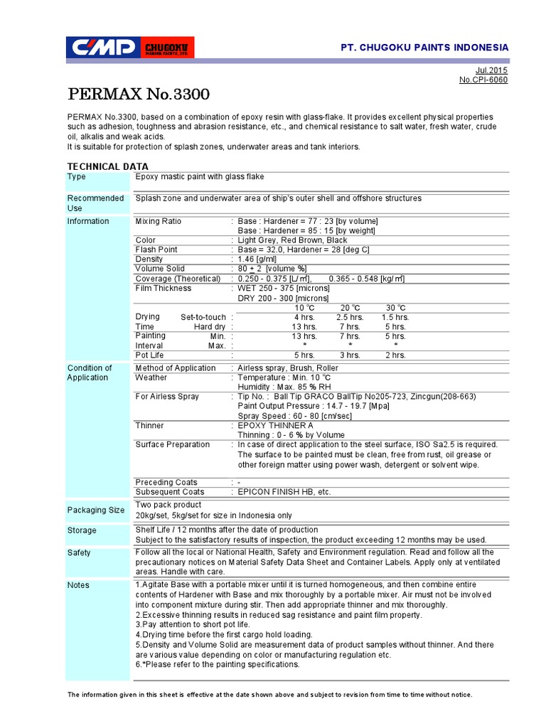 TDS Permax 3300 | PDF | Paint | Epoxy