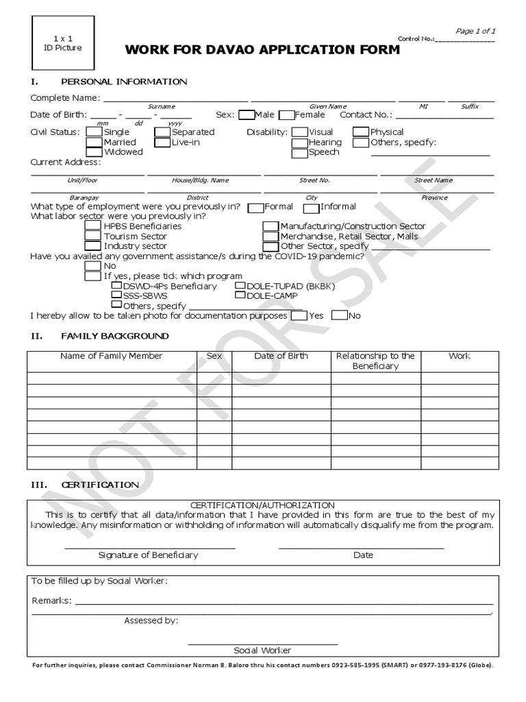 Work For Davao Application Form | PDF | Employment | Economies
