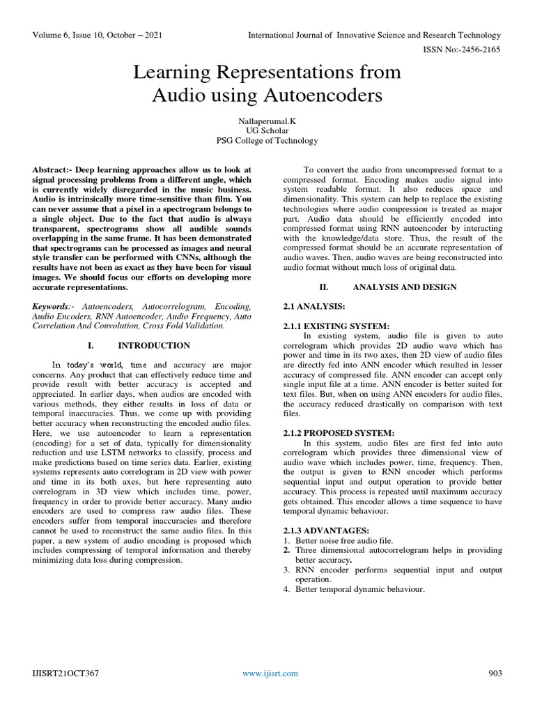 Learning Representations From Audio Using Autoencoders Pdf Data Compression Autocorrelation